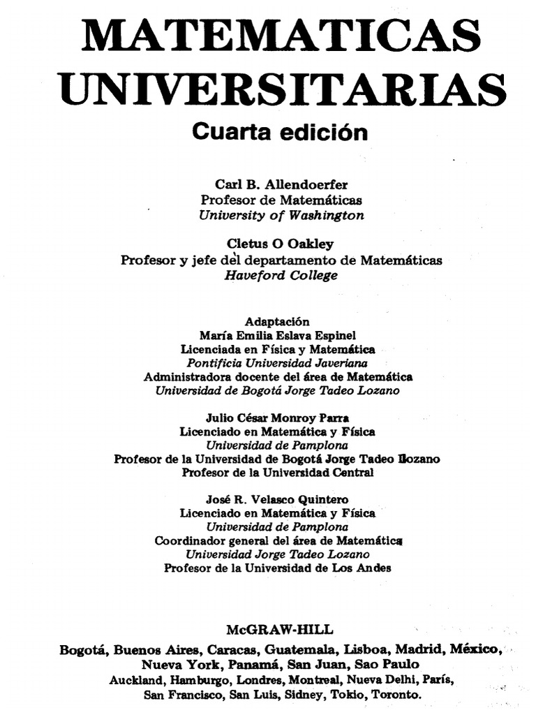 Fundamentos de Matemáticas Universitarias (Carl B. Allendoerfer, Cletus ...