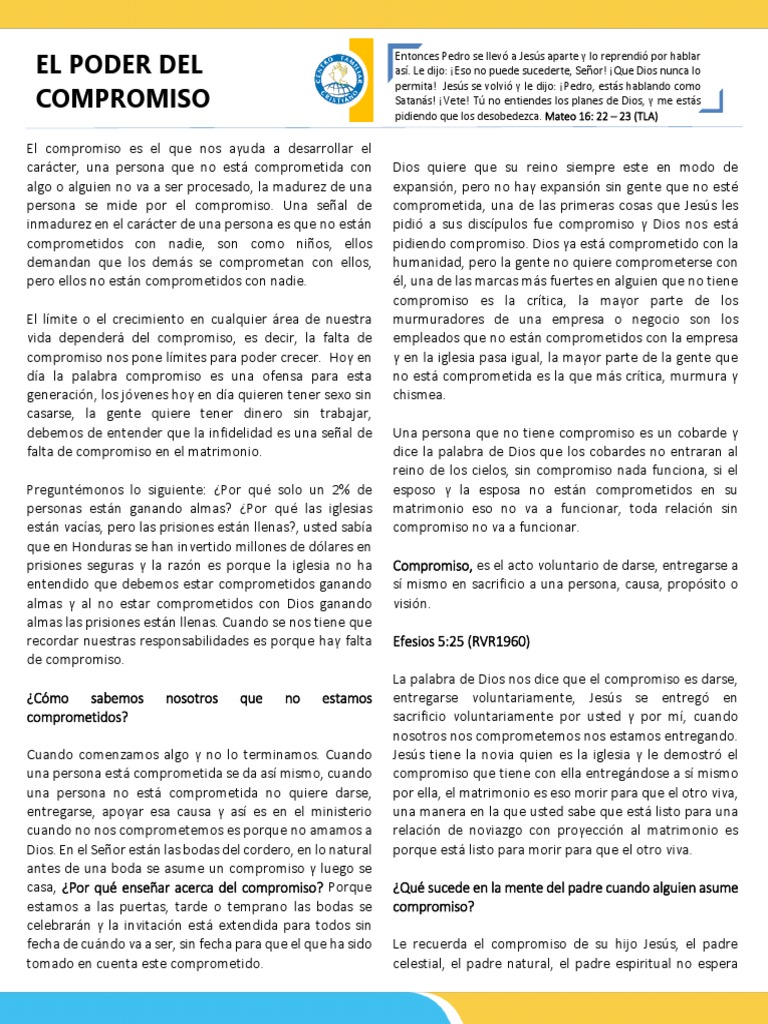 El Poder Del Compromiso | PDF | Jesús | Dios