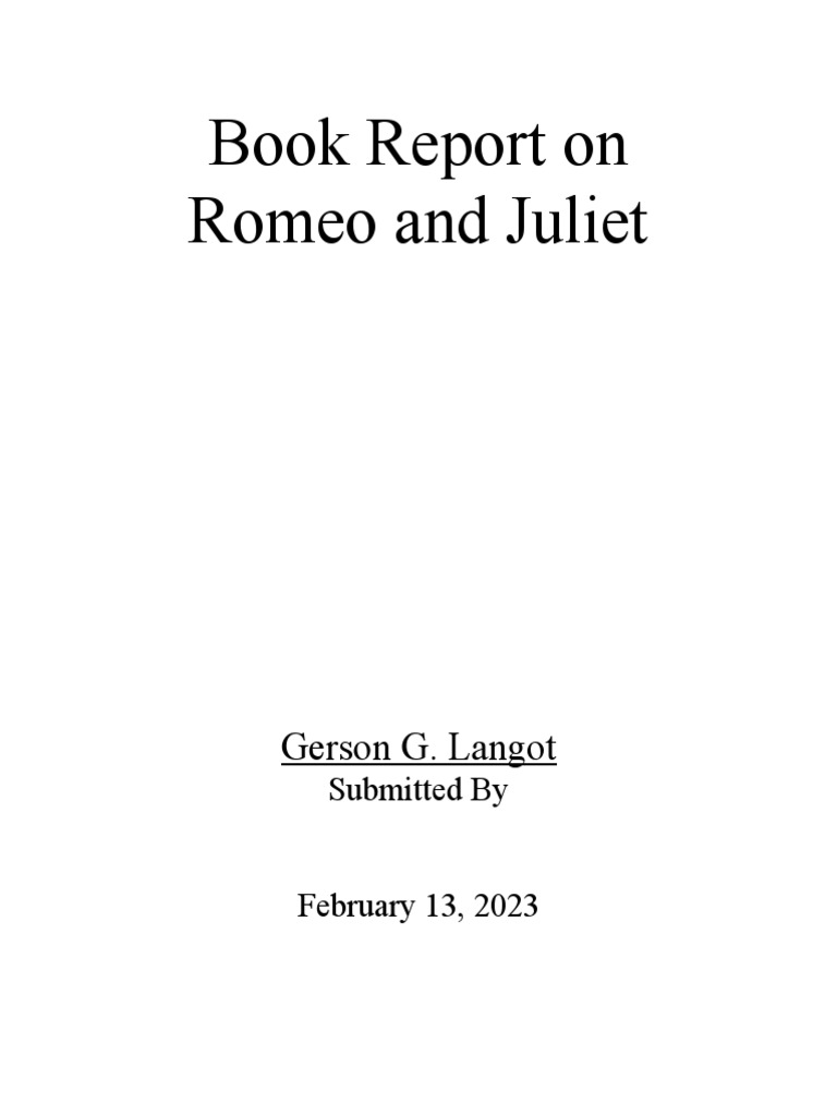 Book Report Sample | Download Free PDF | Characters In Romeo And Juliet ...