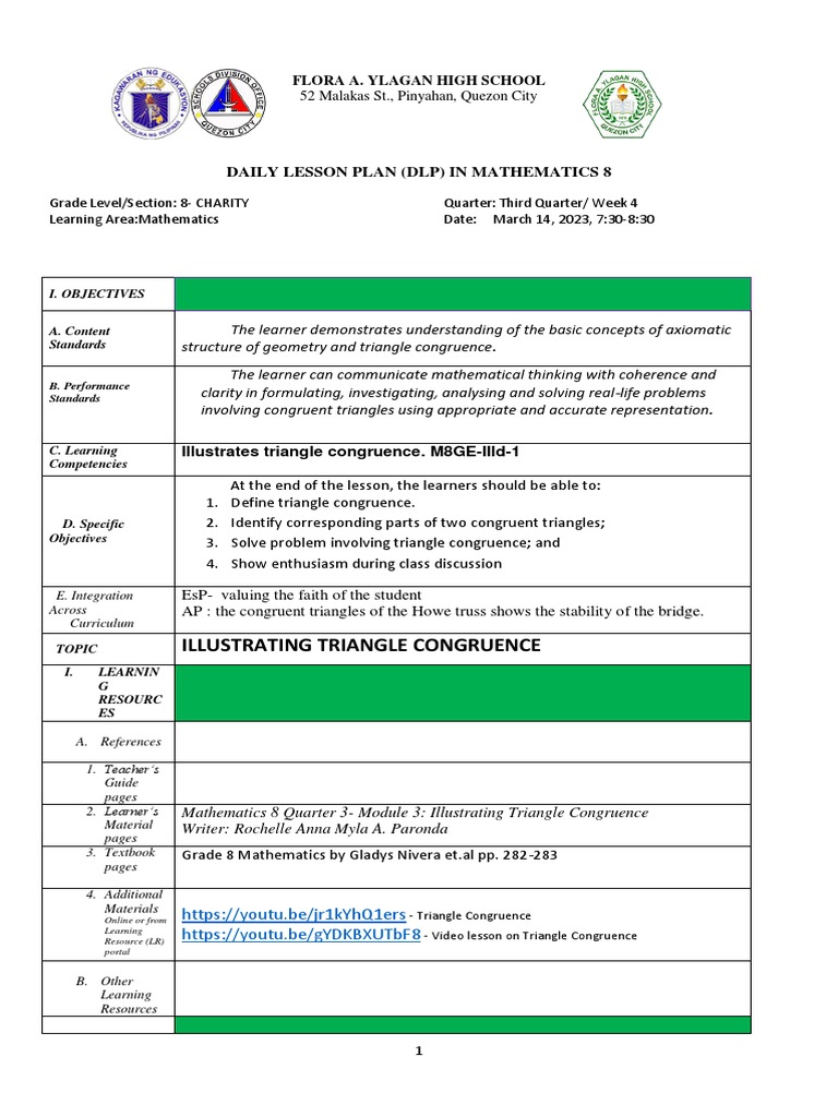 Dlp-Triangle Congruence | PDF | Learning | Mathematics