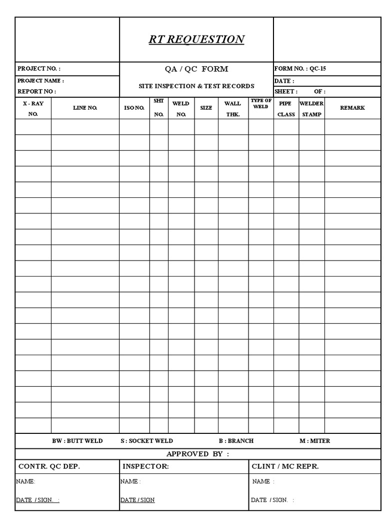 Site Inspection & Test Records Form | PDF | Technology & Engineering