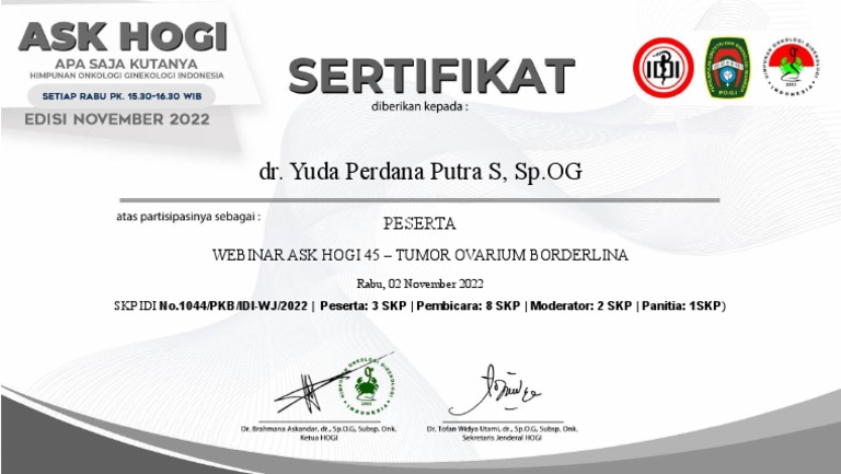 SERTIFIKAT ASK HOGI Seri - 46 PDF | PDF