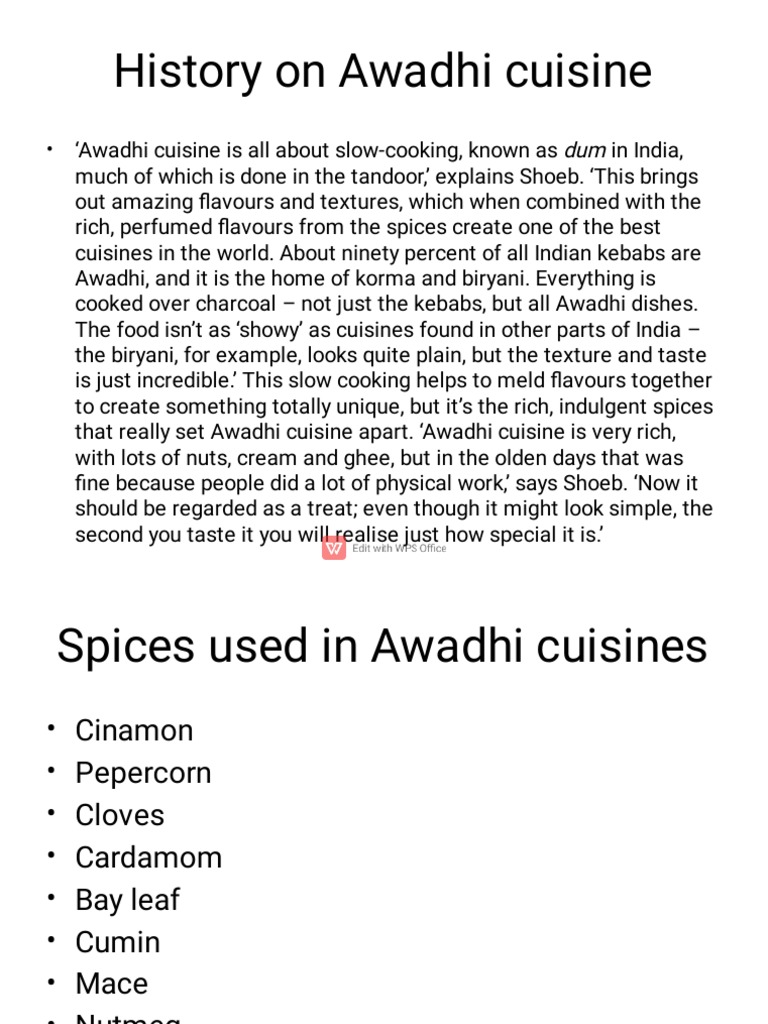 History On Awadhi Cuisine | PDF | Foods | Cuisine
