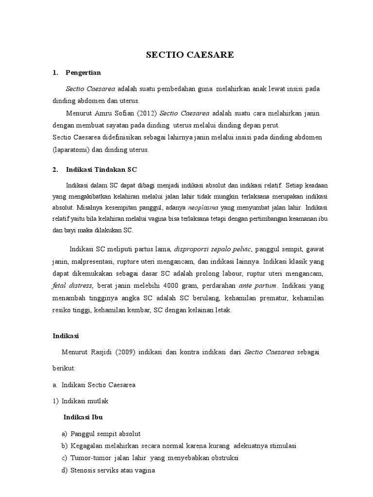 Indikasi Sectio Caesarea | PDF | Sains & Matematika
