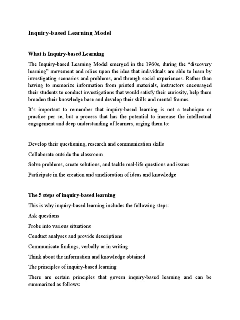 Inquiry-Based Learning Model | PDF | Inquiry Based Learning | Learning