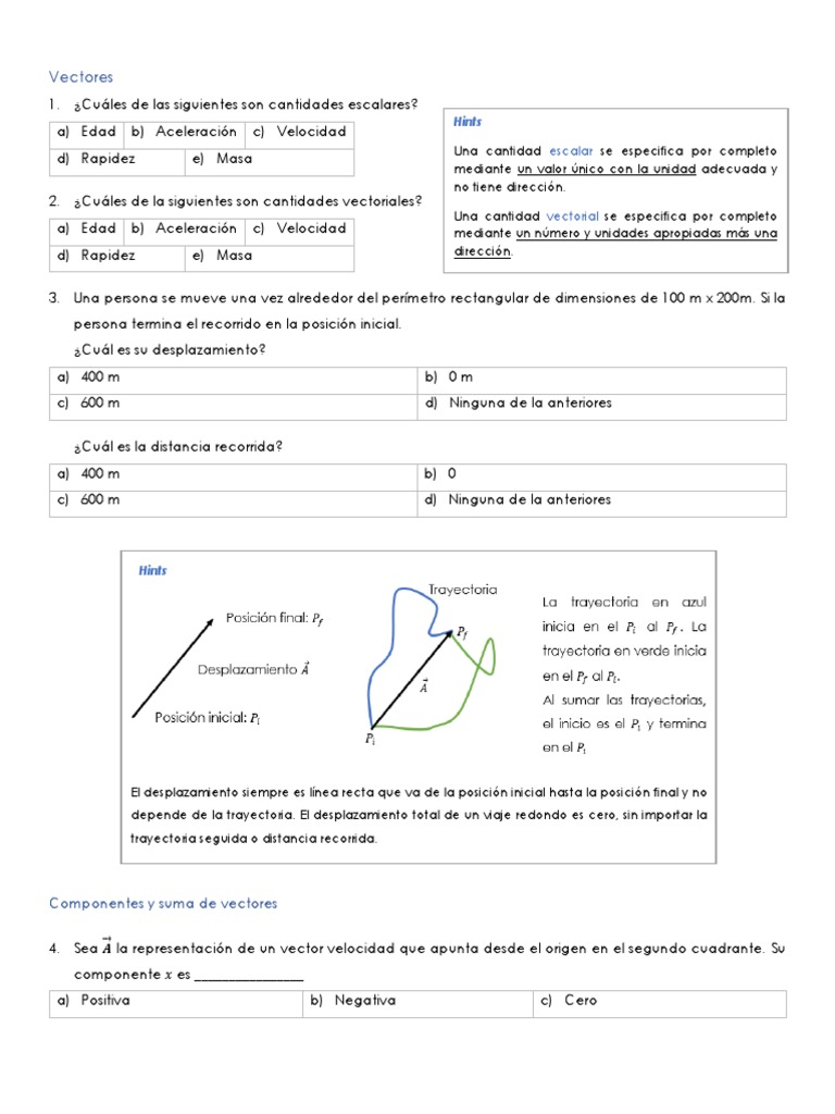 Cuestionario de Física: Vectores y Leyes de Newton | PDF | Fuerza ...