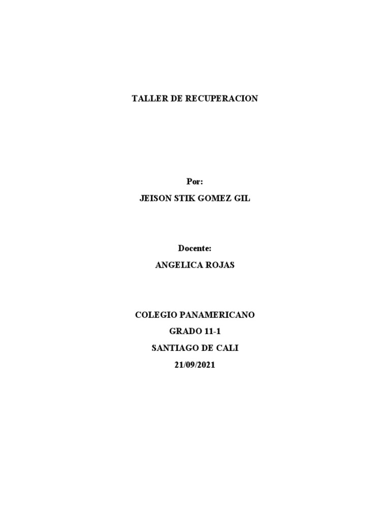 Taller de Recuperacion | PDF | Mente