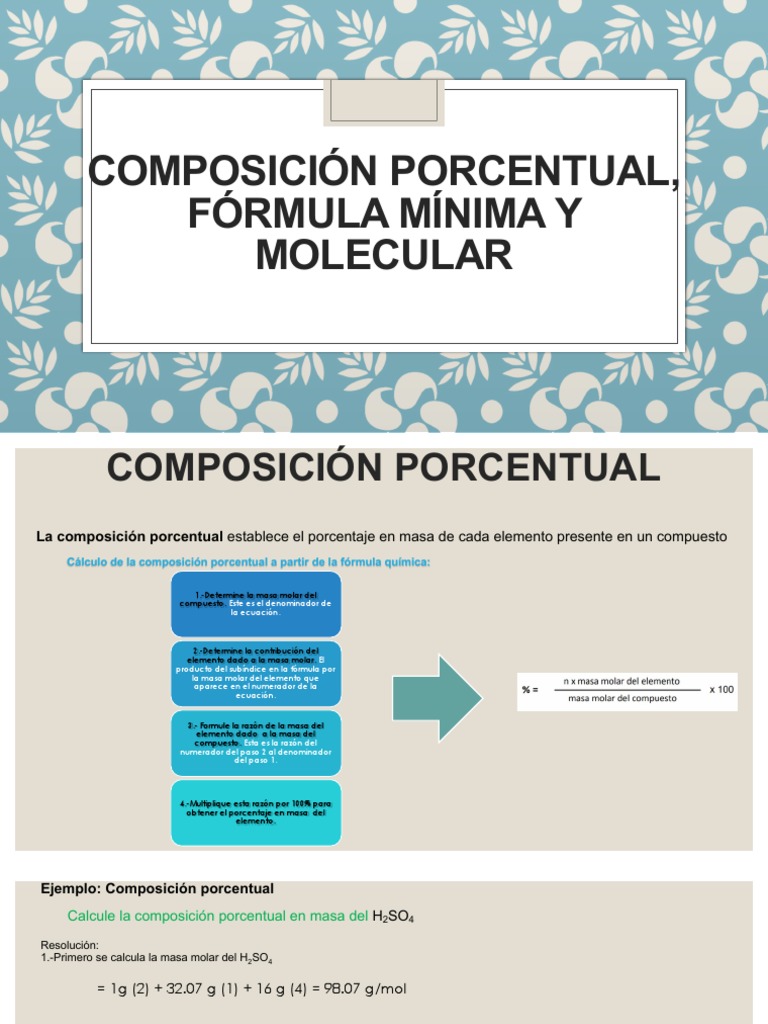 Composición química, fórmulas y cálculos estequiométricos | PDF ...