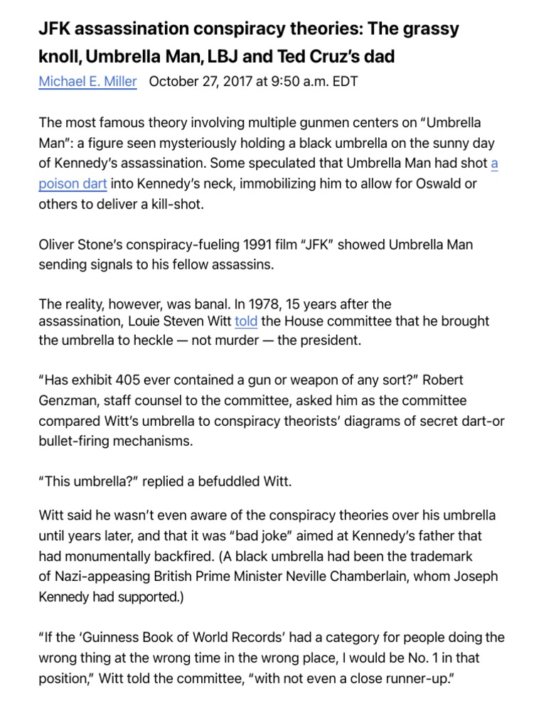 JFK Assassination: Umbrella Man Theory | PDF