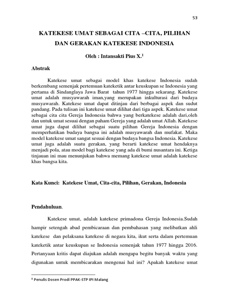 KATEKESE UMAT SEBAGAI CITA-CITA, PILIHAN DAN GERAKAN KATEKESE INDONESIA ...