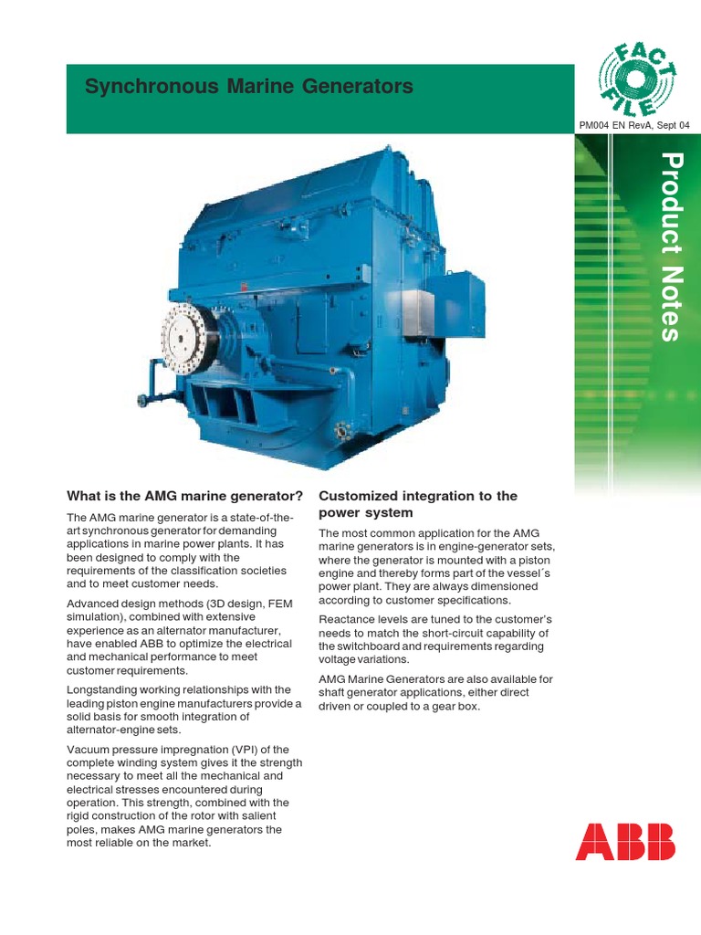 Syn Marine Generator ABB | PDF | Electric Generator | Electromagnetism