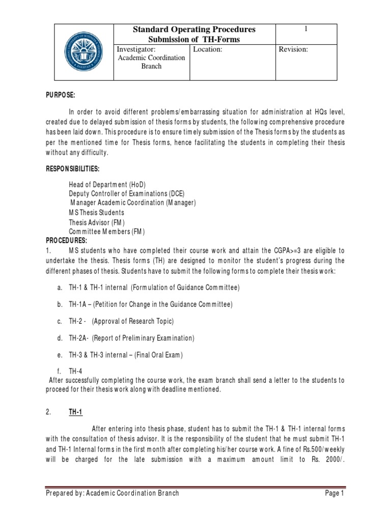 SOP Thesis Forms | PDF | Thesis