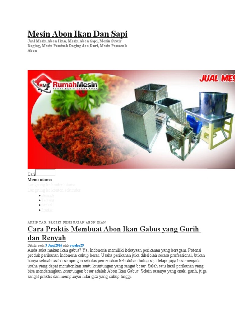 Mesin Abon Ikan dan Sapi | PDF