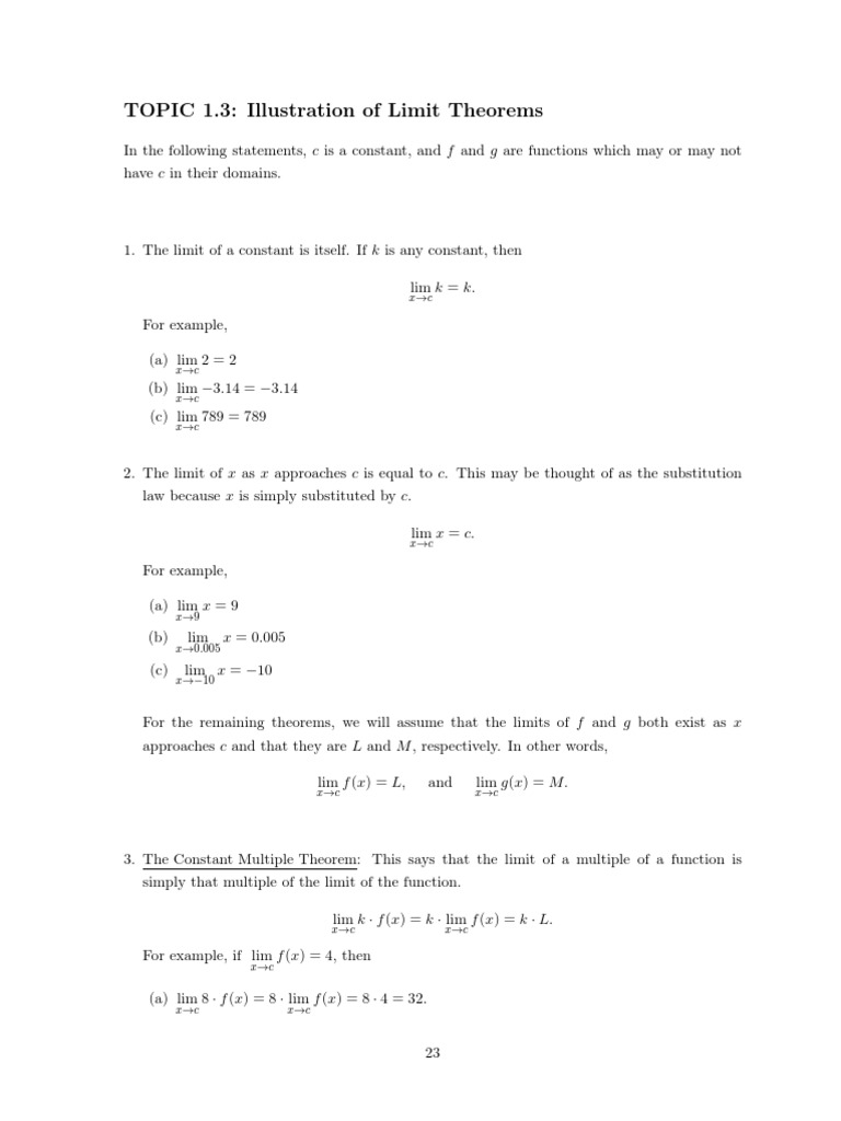 Calculus (Limit Theorems) PDF | PDF | Function (Mathematics) | Arithmetic