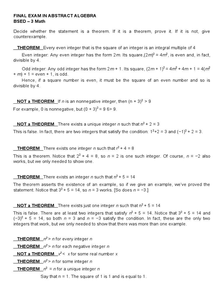 Final Exam | PDF | Group (Mathematics) | Group Theory