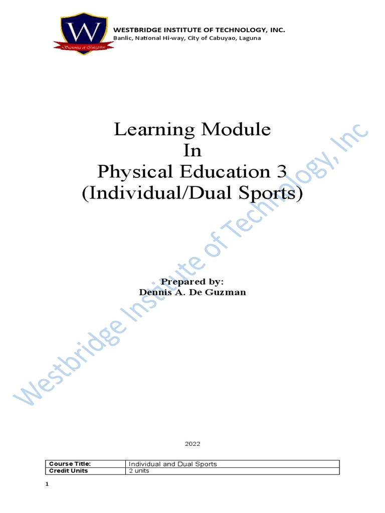 Individual - Dual Sports Module | PDF | Table Tennis | Athletic Sports