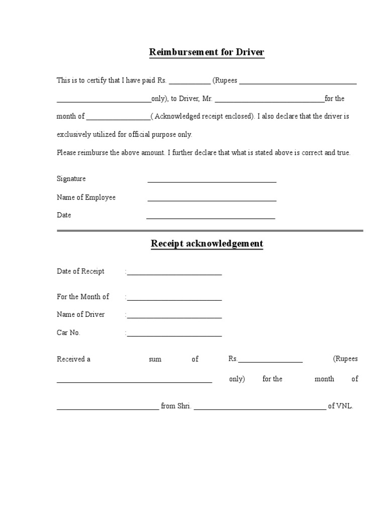 Driver Salary Reimbursement | PDF