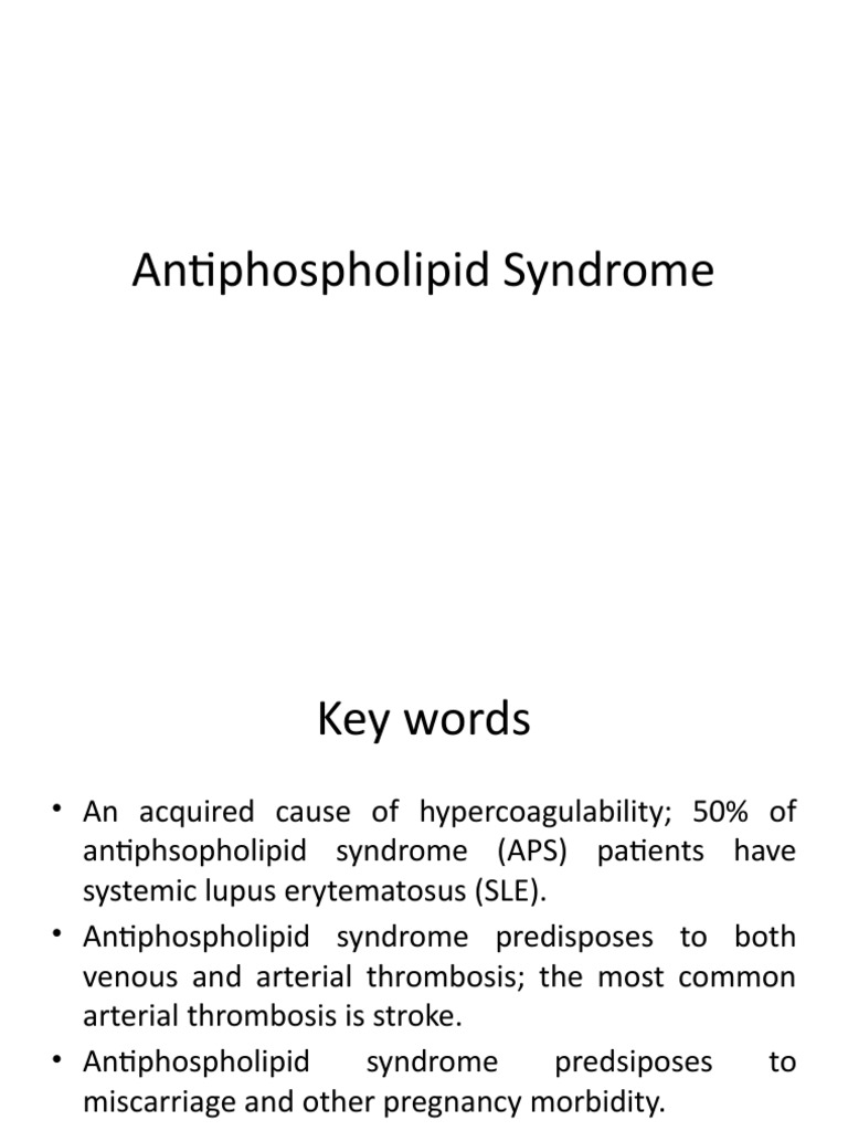 Overview of Antiphospholipid Syndrome | PDF | Thrombosis | Hematology