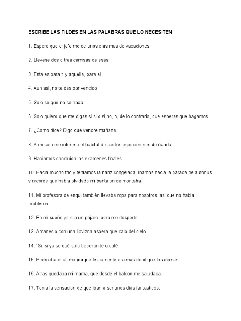 Corrige las Tildes en el Texto | PDF