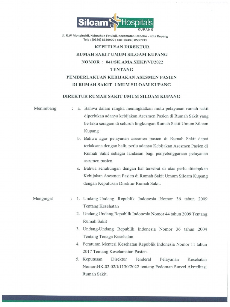 pap-1--ep-a-regulasi-terkait-pelayanan-dan-asuhan-pasien-(kebijakan-asesmen-pasien) | PDF