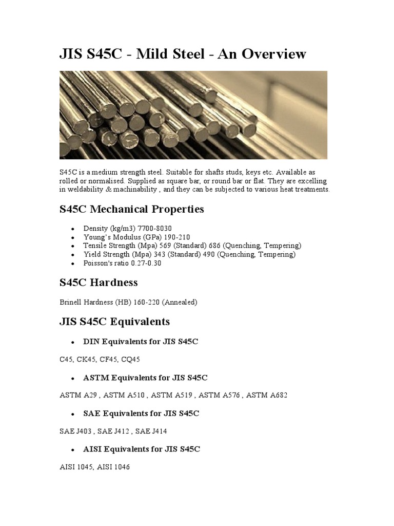 S45C Steel: Properties and Specifications | PDF