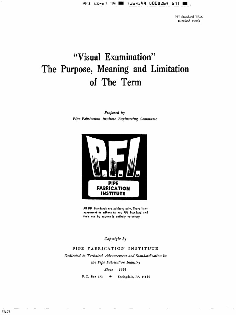 PFI ES-27-1994 - Visual Examination - The Purpose, Meaning and ...