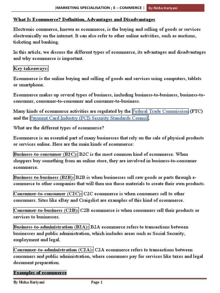 E Marketing Unit 1 What Is Ecommerce | PDF | E Commerce | Internet