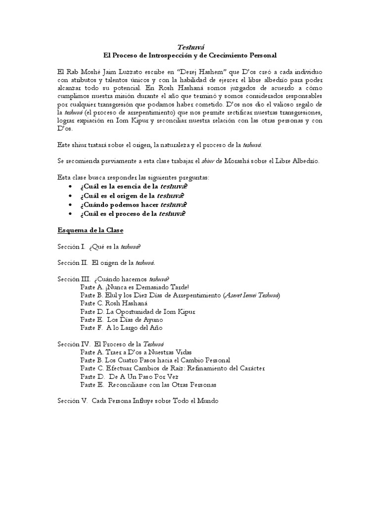 Teshuva | PDF | Yom Kippur | Pecado