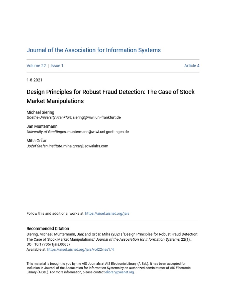 91968-Design Principles For Robust Fraud Detection - The Case of Stoc Kmarket Manipulation PDF ...
