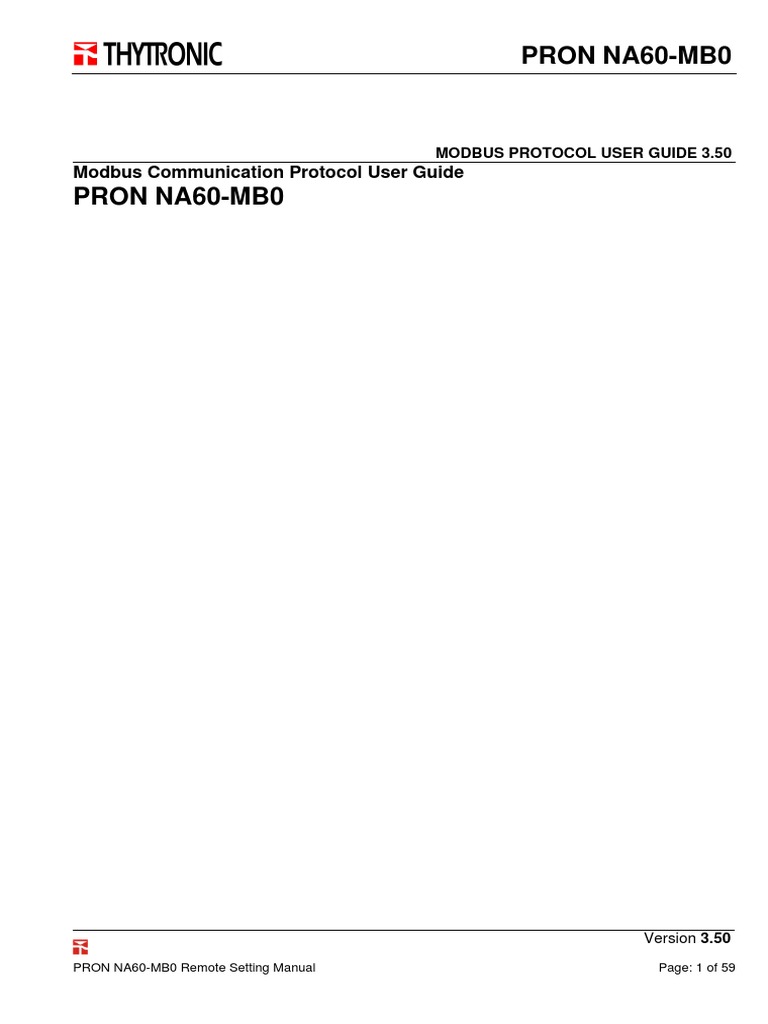 Modbus Communication Protocol User Guide for the PRON NA60-MB0 ... Modbus Communication Protocol User Guide for the PRON NA60-MB0 ...