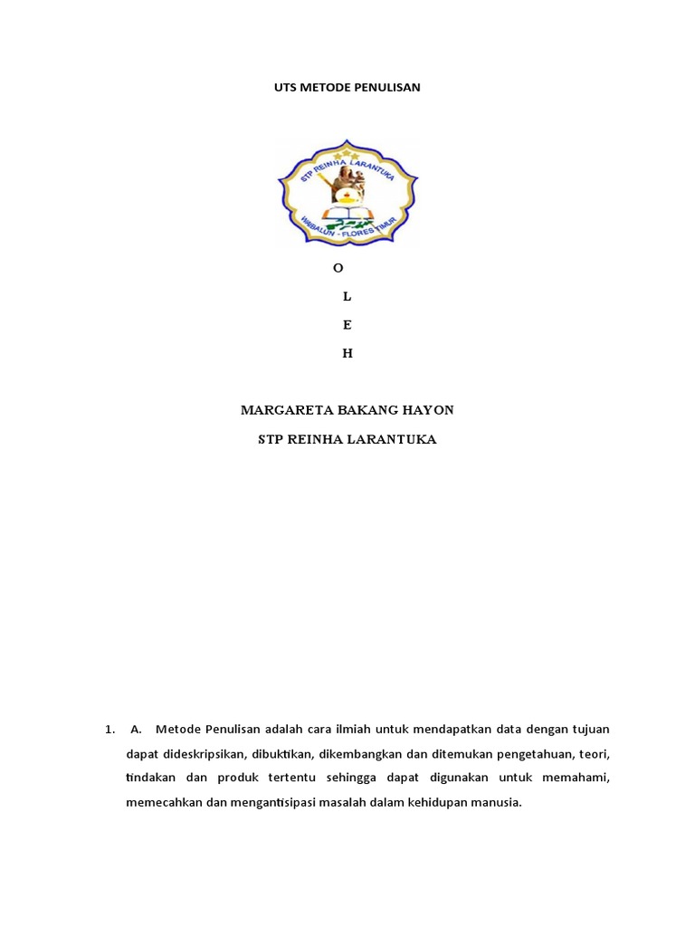UTS Metode Penulisan Margareta Hayon | PDF