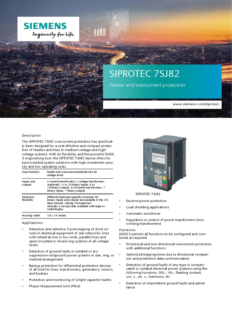 SIPROTEC 7SJ82 Profile | PDF | Transformer | Electrical Engineering
