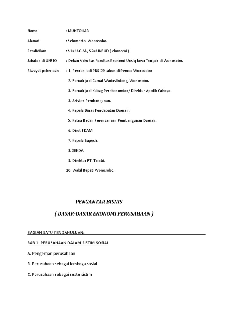 Pengantar Bisnis dan Manajemen | PDF | Karier & Perkembangan | Bisnis