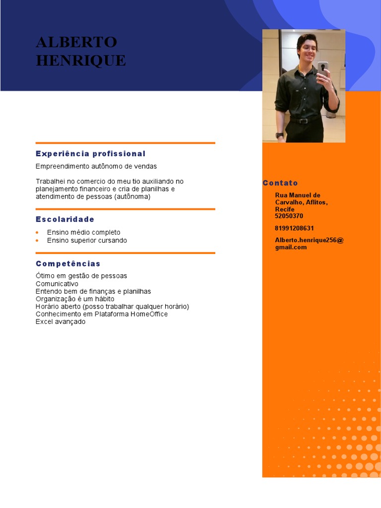 Currículo de Alberto Henrique - Vendas e Finanças | PDF