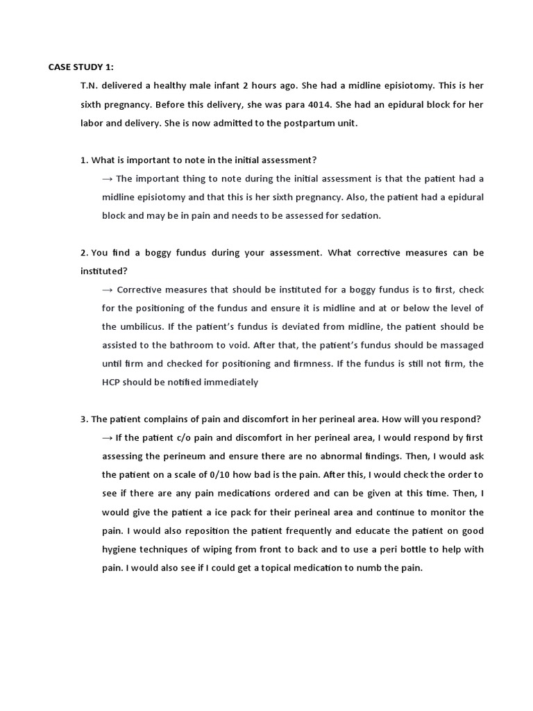 Case Study 1 | PDF | Childbirth | Diseases And Disorders