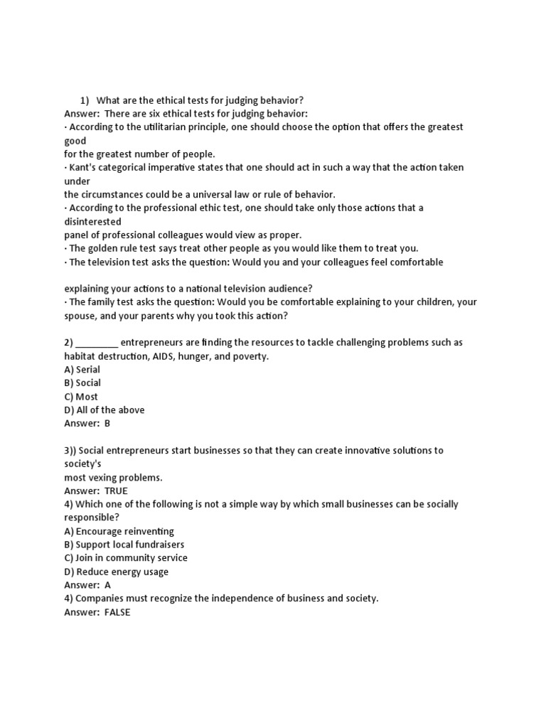 Six Ethical Tests for Judging Behavior | PDF | Employment | Behavior