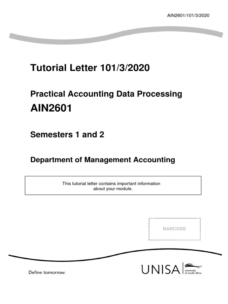 AIN2601 TL - 101 - 2020 - 3 - B PDF | PDF | Accounting | Libraries