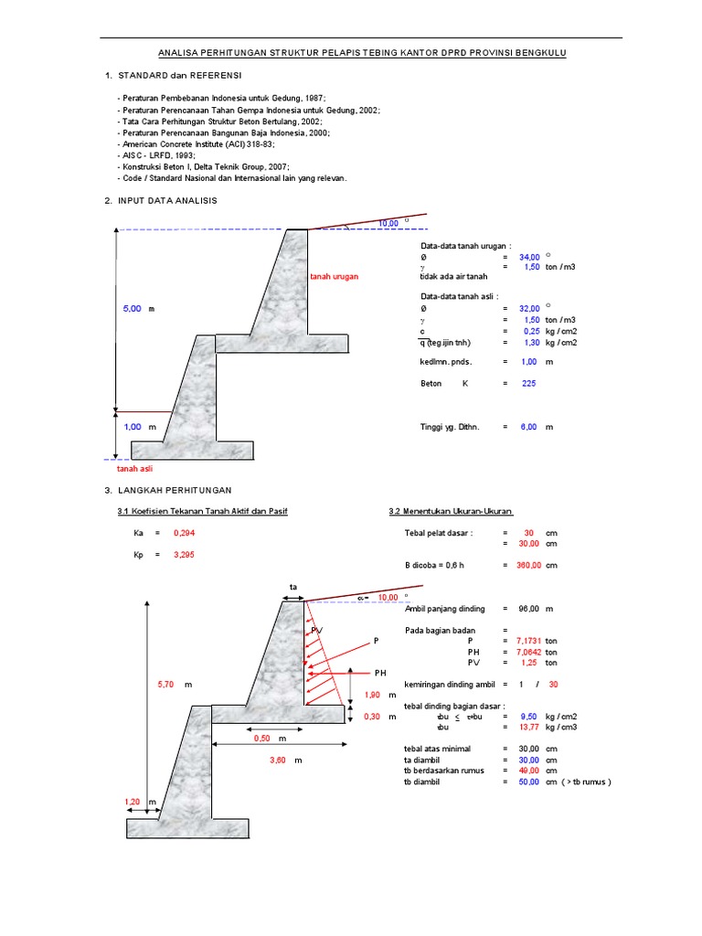 Analisis Struktur Pelapis Tebing Beton | PDF
