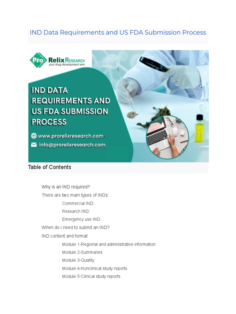 IND Data Requirements and US FDA Submission Process | PDF ... IND Data Requirements and US FDA Submission Process | PDF ...