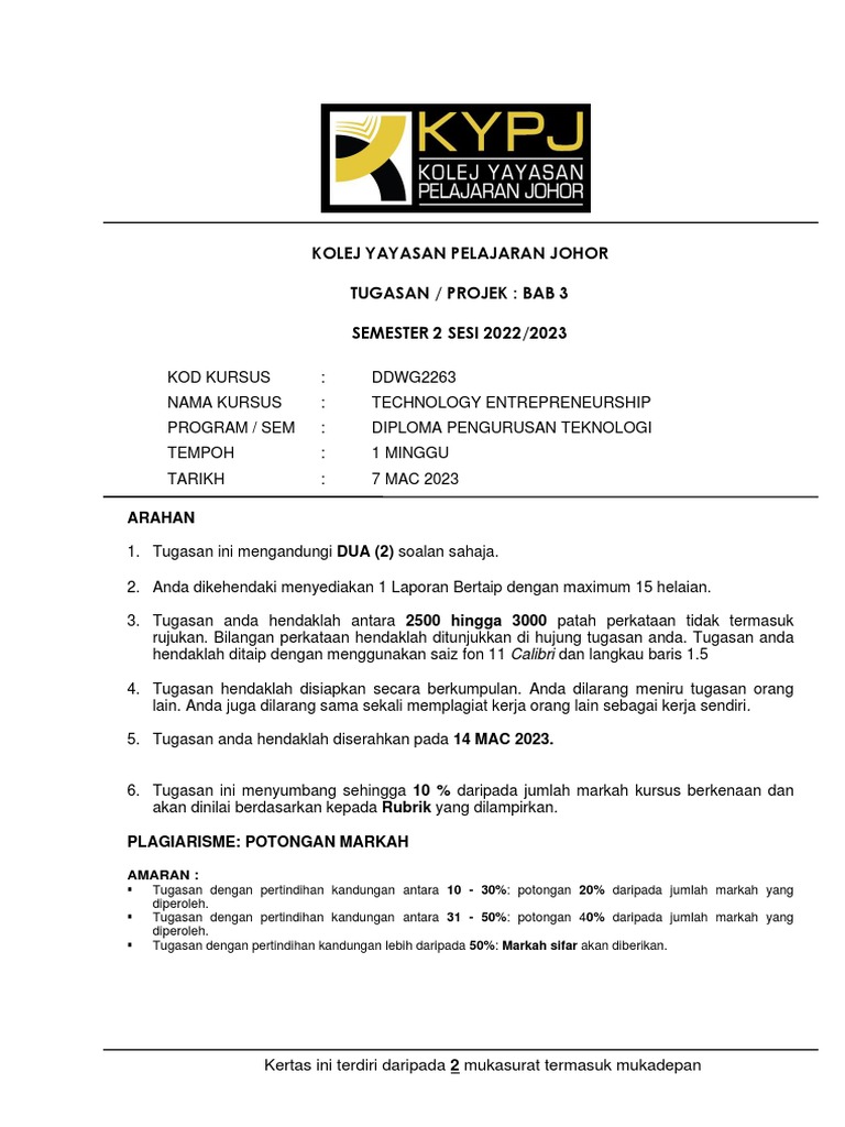 7.0 Assignment ETR - Usahawan Malaysia | PDF
