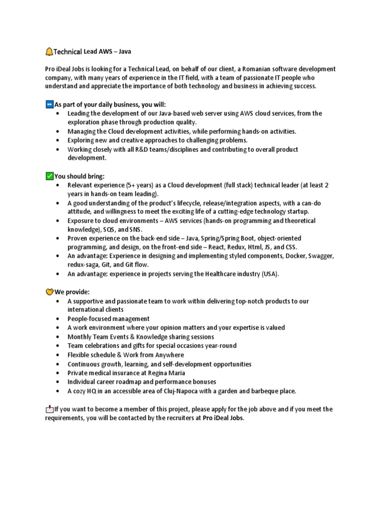 Technical Lead AWS&Java | PDF | Cloud Computing | Java (Programming Language)