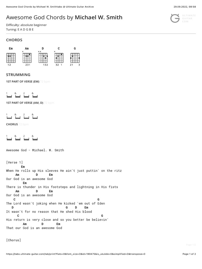 Awesome God Chords by Michael W. Smith | PDF | Religious Belief And ...