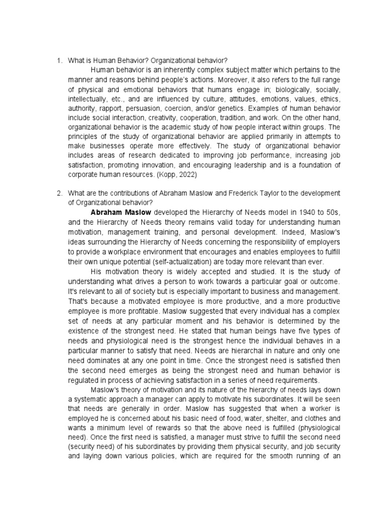 Human Behavior Assignment Pdf Motivation Motivational 