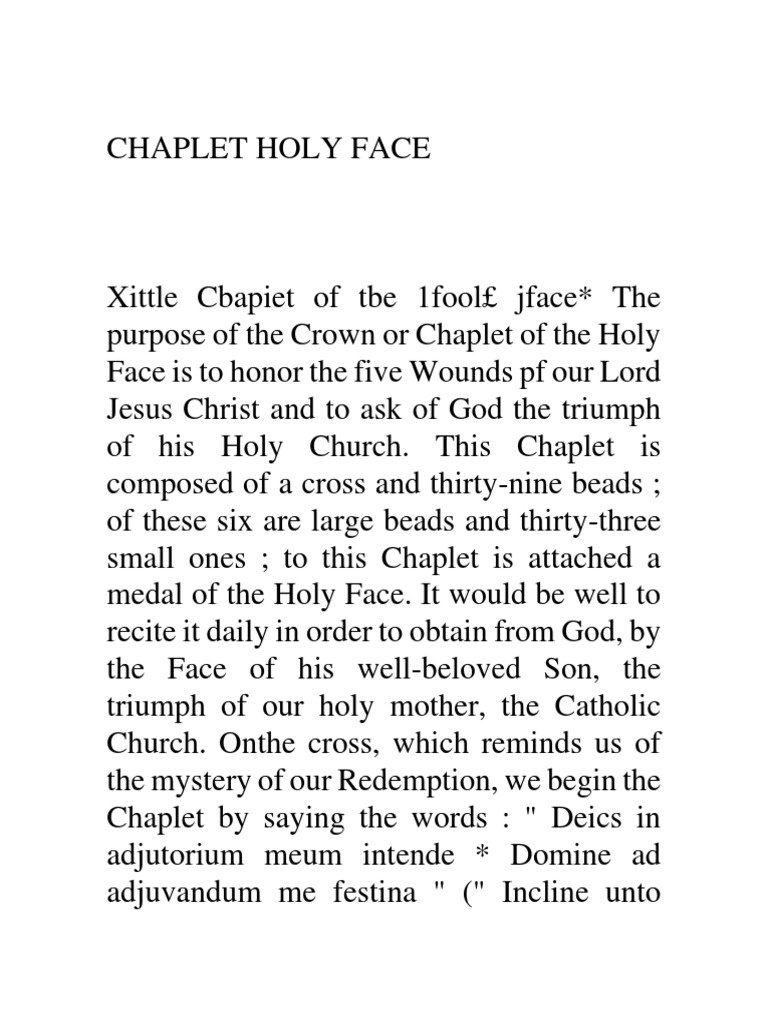 Chaplet Holy Face | PDF | Worship | Christian Worship And Liturgy