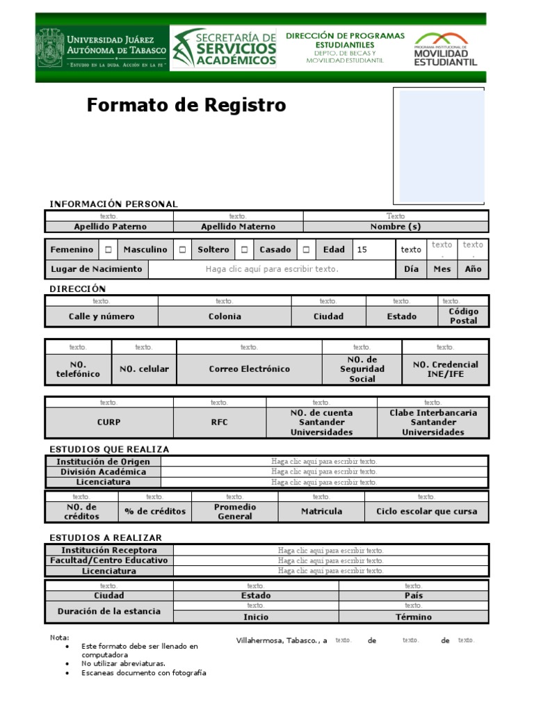 Formato de Registro | PDF
