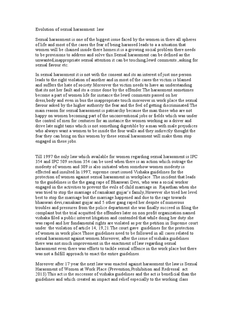 Evolution of Sexual Harassment Law | PDF | Sexual Harassment | Aggression