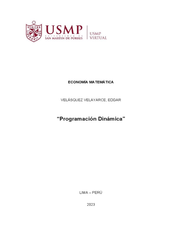 Tarea4 - Velasquez Velayarce - Edgar Daniel | PDF | Optimización Matemática | Programación dinámica