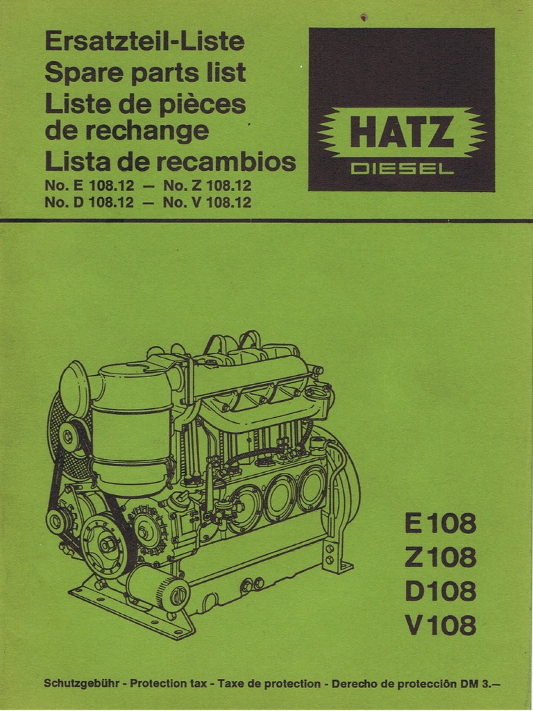 Hatz 108 EZDV Parts Manual | PDF