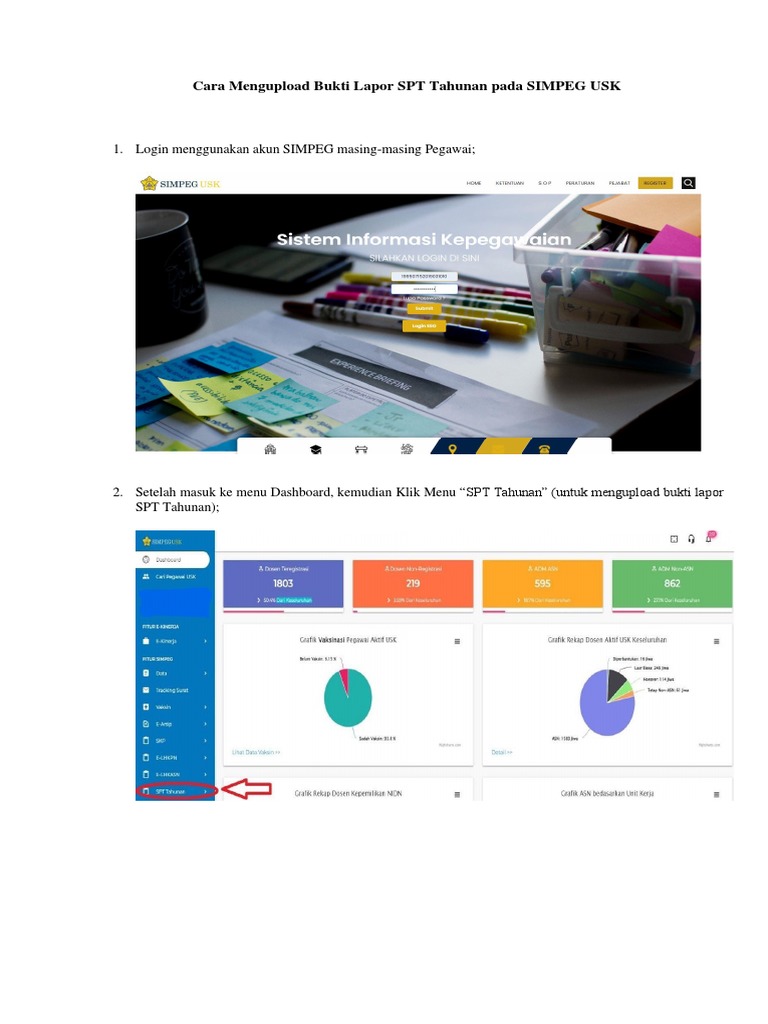 Langkah Mengupload Bukti Lapor SPT Di SIMPEG USK | PDF