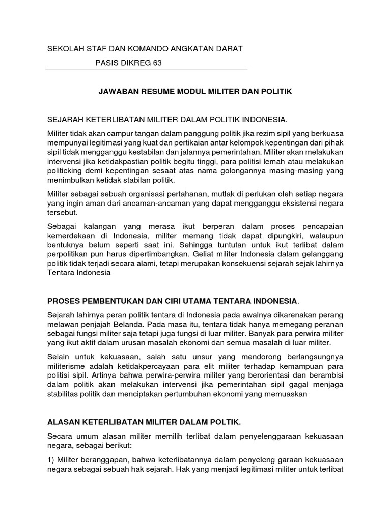 Jawaban Tor Diplomasi Militer PDF | PDF